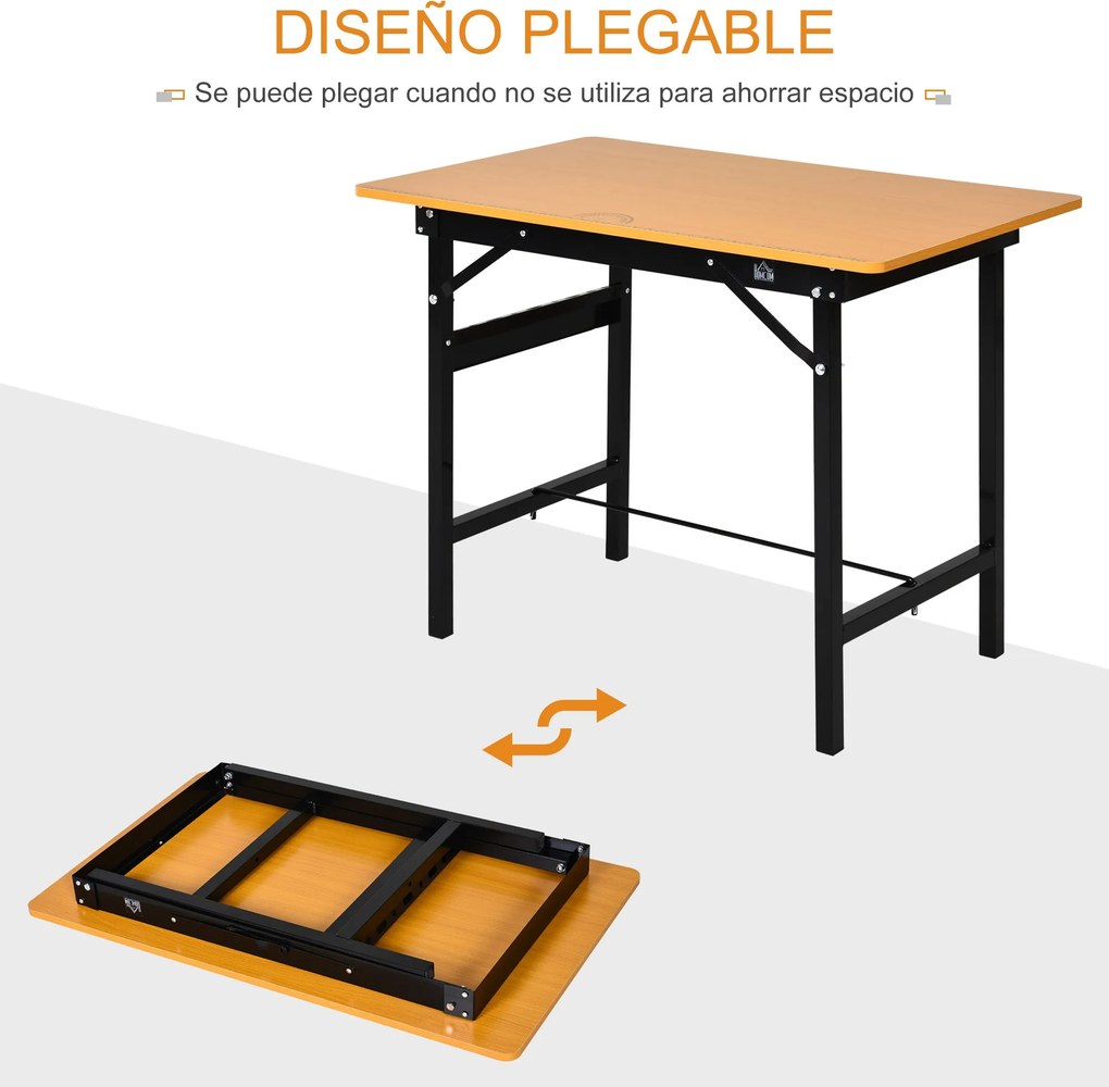 HOMCOM Skládací pracovní stůl s pravítkem Nosnost 100 kg 100x60x75,5 cm Přirozená a černá