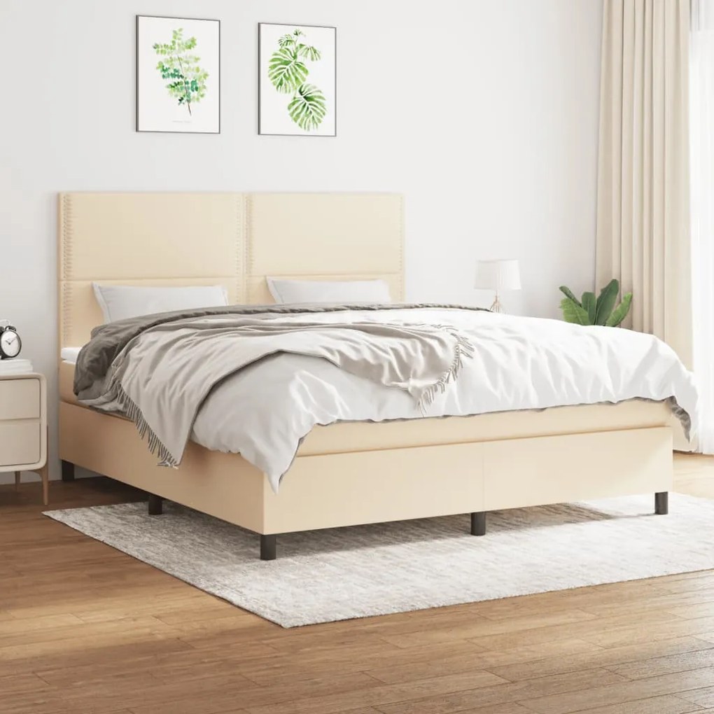 Box spring postel s matrací krémová 120x190 cm textil