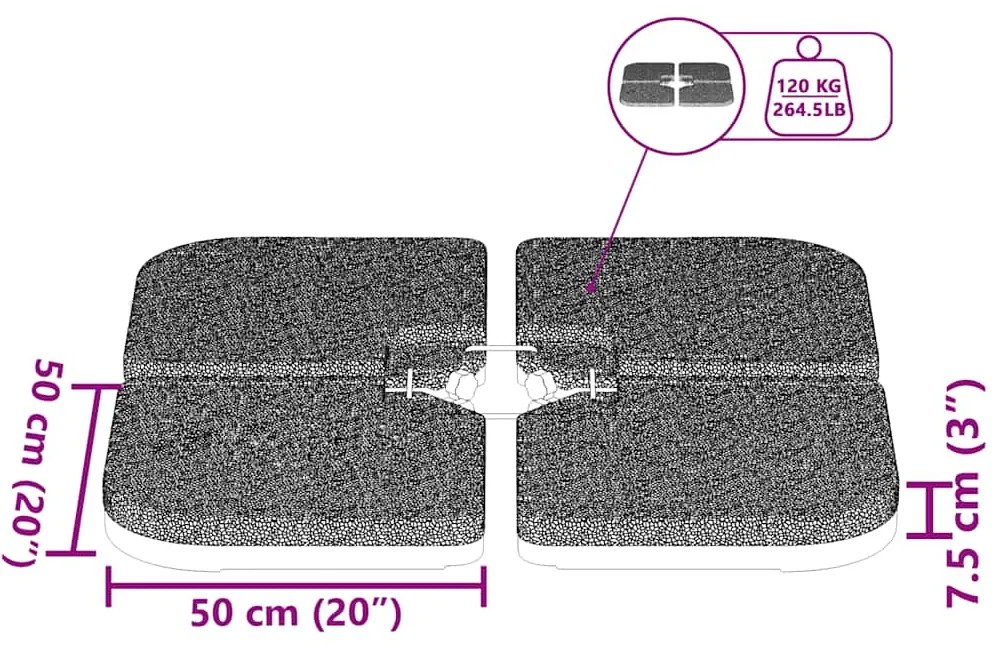 vidaXL Přenosný stojan na slunečník plněný pískem/vodou 60 l