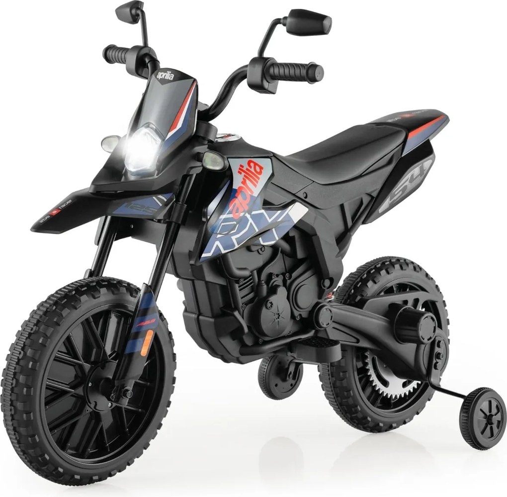 Costway Elektrická dětská motorka Aprilia s tréninkovými koly a hudbou