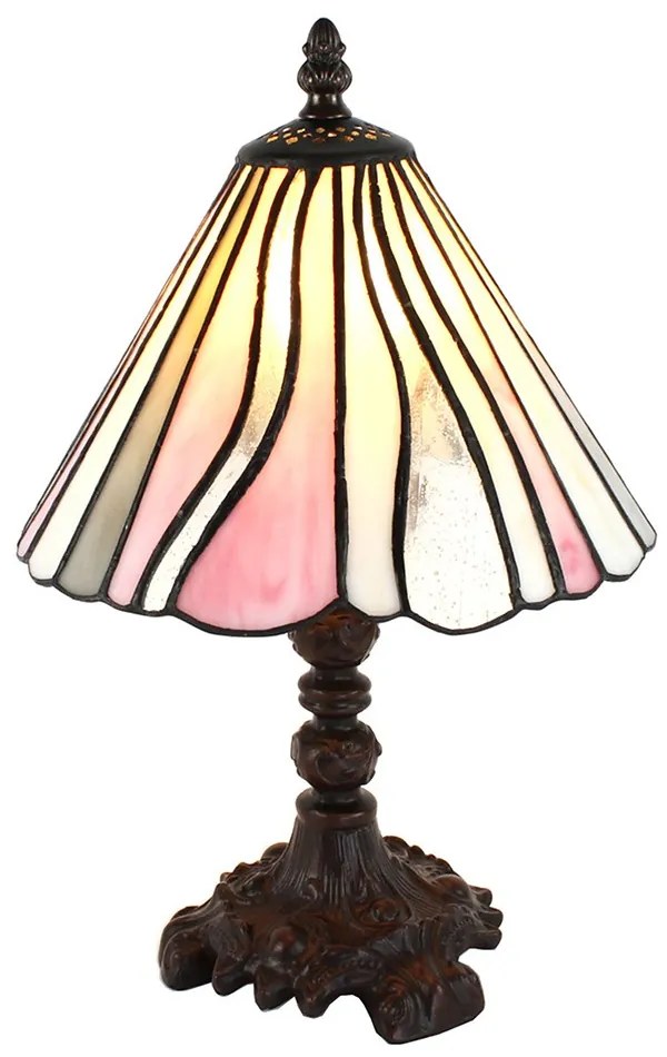 Béžovo-růžová stolní lampa Tiffany Tasia - Ø 20*34 cm E14/max 1*25W