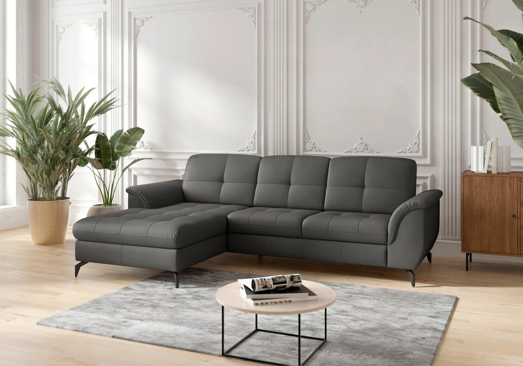 XXXLutz ROHOVÁ SEDAČKA, kůže, antracitová Sit & More - Sedací soupravy - 000144016250