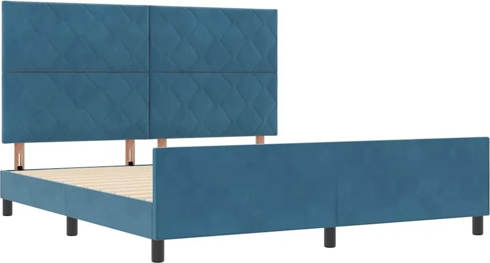 Postel s boxspringem s čelo Tmavě modrá 180 x 200 cm samet 3345027