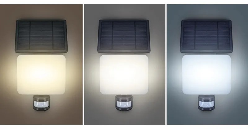 Solight LED solární osvětlení se senzorem, 11W, 1200lm, 3 CCT, Li-Ion, černá