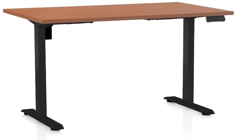 Výškově nastavitelný stůl OfficeTech B, 140 x 80 cm - černá podnož Barva: Buk