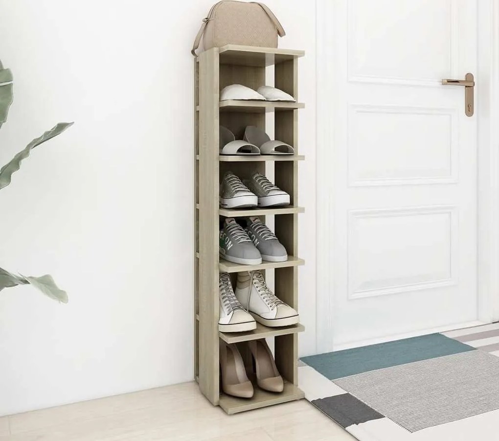 vidaXL Botník 27,5x27x102 cm kompozitní dřevo [808487] Barva: Bílá