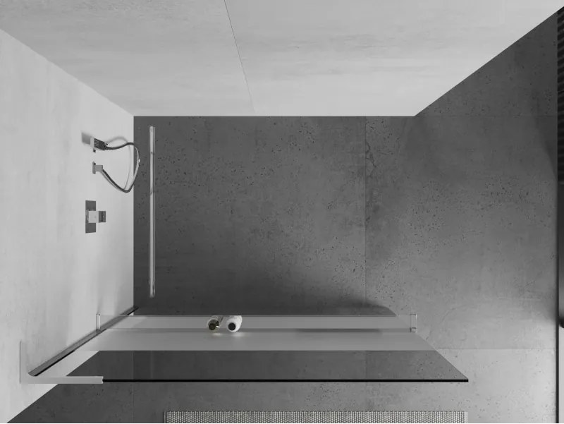 Mexen Kioto+ L, sprchová zástěna Walk-In s poličkou a věšákem 90 x 200 cm, 8mm čiré sklo-námraza, chromový profil, 800-090-123-01-35