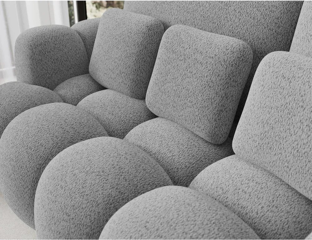 Šedá rozkládací pohovka z textilie bouclé 256 cm Cotonn – ELTAP
