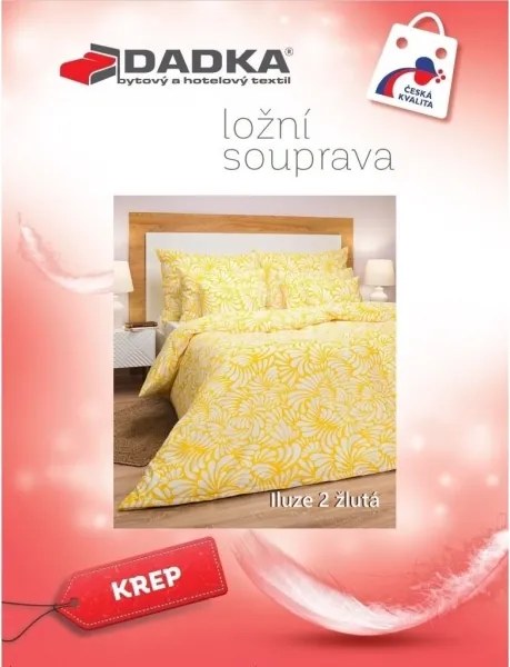 DADKA Krepové povlečení Iluze 2 žluté 240x220, 2x 70x90 cm