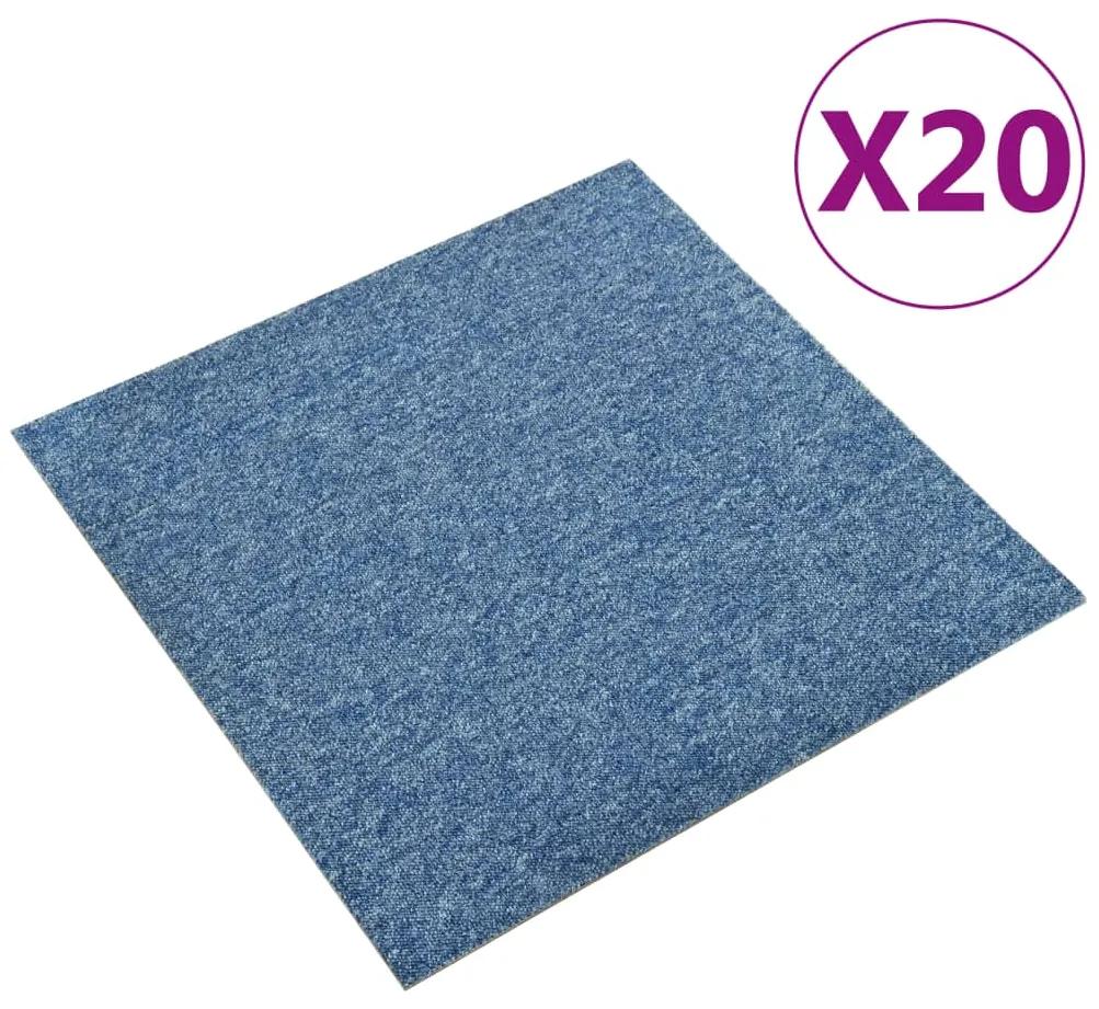 vidaXL Kobercové podlahové dlaždice 20 ks 5 m² 50 x 50 cm modré