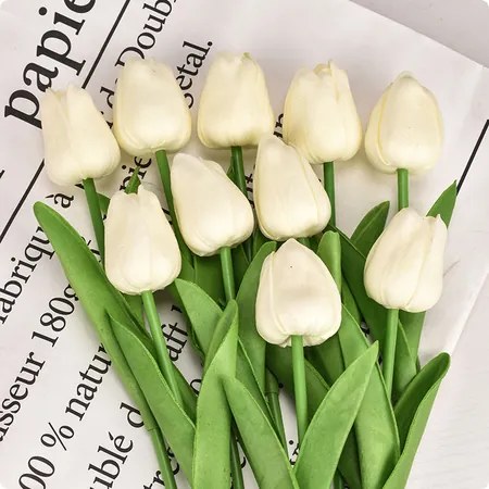 Bytová dekorace - kytice umělých tulipánů - 3 kusy Balení: 3 ks, Barvy: 3 krémová