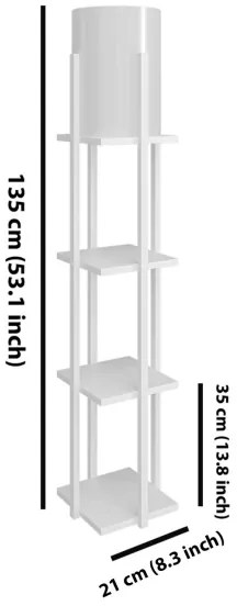 Stojací lampa s poličkami NORA 1xE27/40W/230V bílá