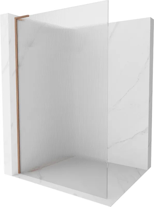 Mexen Kioto L, sprchová zástěna Walk-In 70 x 200 cm, 8mm sklo s žebrovým vzorem, měděný matný profil, 800-070-103-65-09