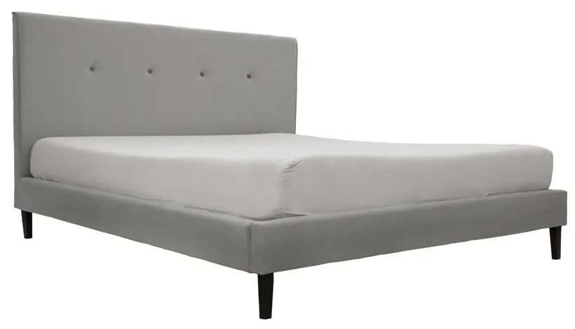 Šedá postel s tmavě šedými knoflíky a černými nohami Vivonita Kent, 180 x 200 cm