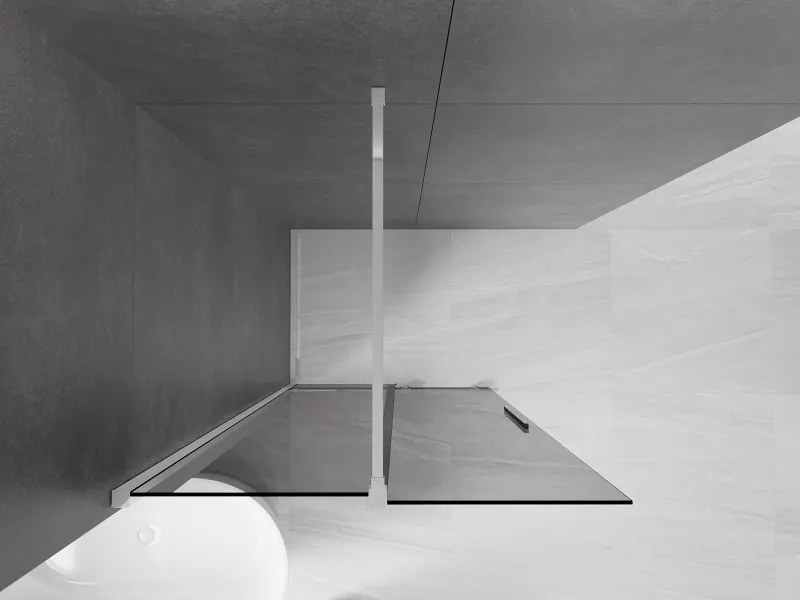 Mexen Velar, sprchová zástěna s posuvnými dveřmi Walk-in 70 x 200 cm, 8mm šedé sklo, chromová, 871-070-000-43-01