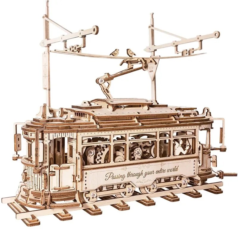 RoboTime 3D dřevěná mechanická skládačka Tramvaj