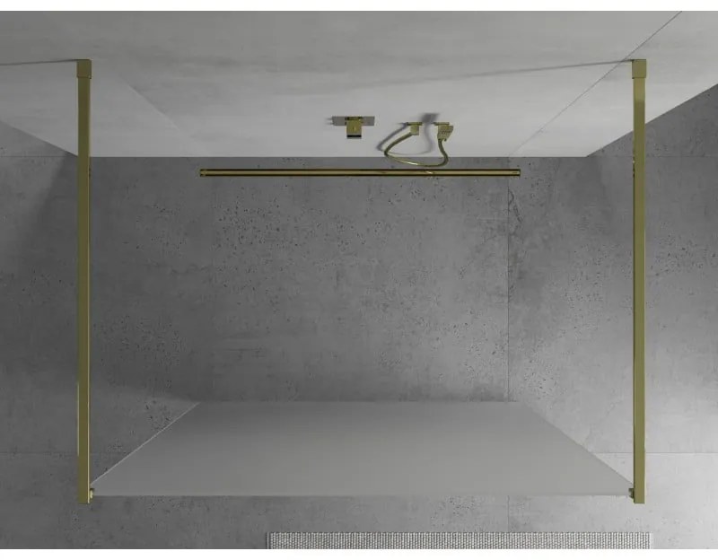 Mexen Kioto, průchozí sprchová zástěna 120 x 200 cm, 8mm sklo námraza, 2x zlatá stabilizační rozpěra, 800-120-002-50-30