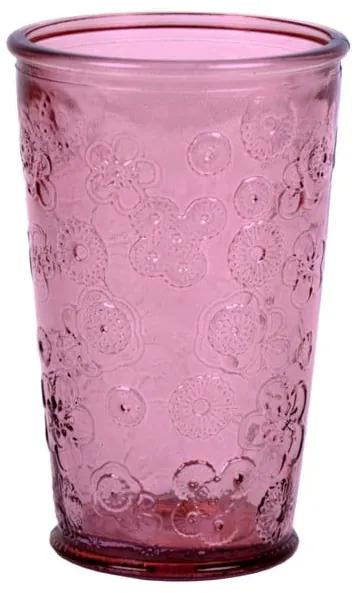 Růžová sklenice z recyklovaného skla Ego Dekor Flora, 300 ml