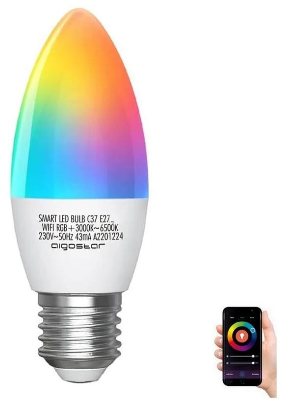 Aigostar B.V. | LED RGBW Žárovka C37 E27/5W/230V 3000-6500K Wi-Fi - Aigostar | AI0047
