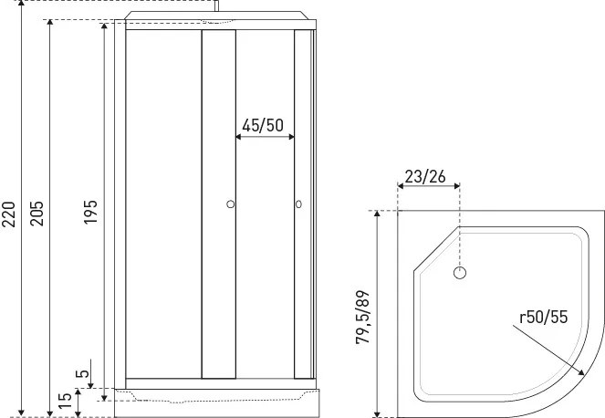 OWIED masážní sprchový box, 90x90x220cm