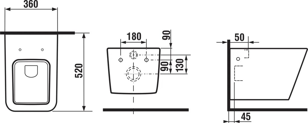 Sapho PORTO závěsná WC mísa, Rimless, 36x52 cm, bílá PZ102WR