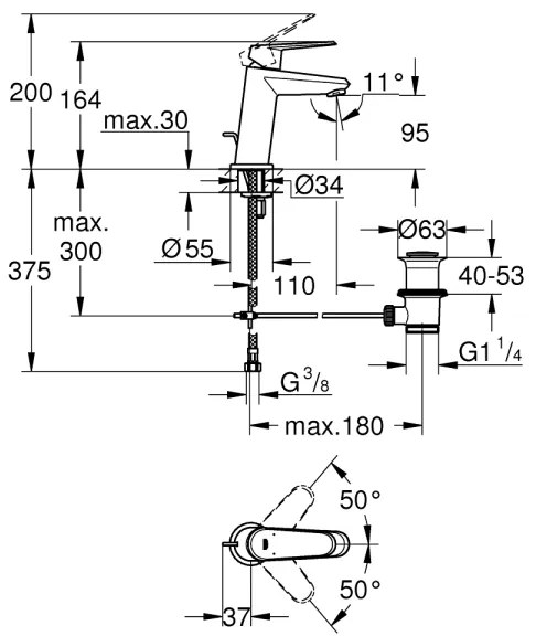 GROHE 23049002 - Umyvadlová baterie EURODISC COSMOPOLITAN velikost S chrom