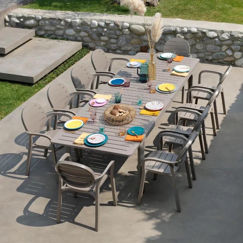Nardi Antracitově šedý plastový rozkládací zahradní stůl Alloro 210/280 x 100 cm