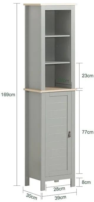 SoBuy BZR68-HG Koupelnová vysoká skříňka Koupelnový nábytek Vysoká skříňka do koupelny 39x169X30cm