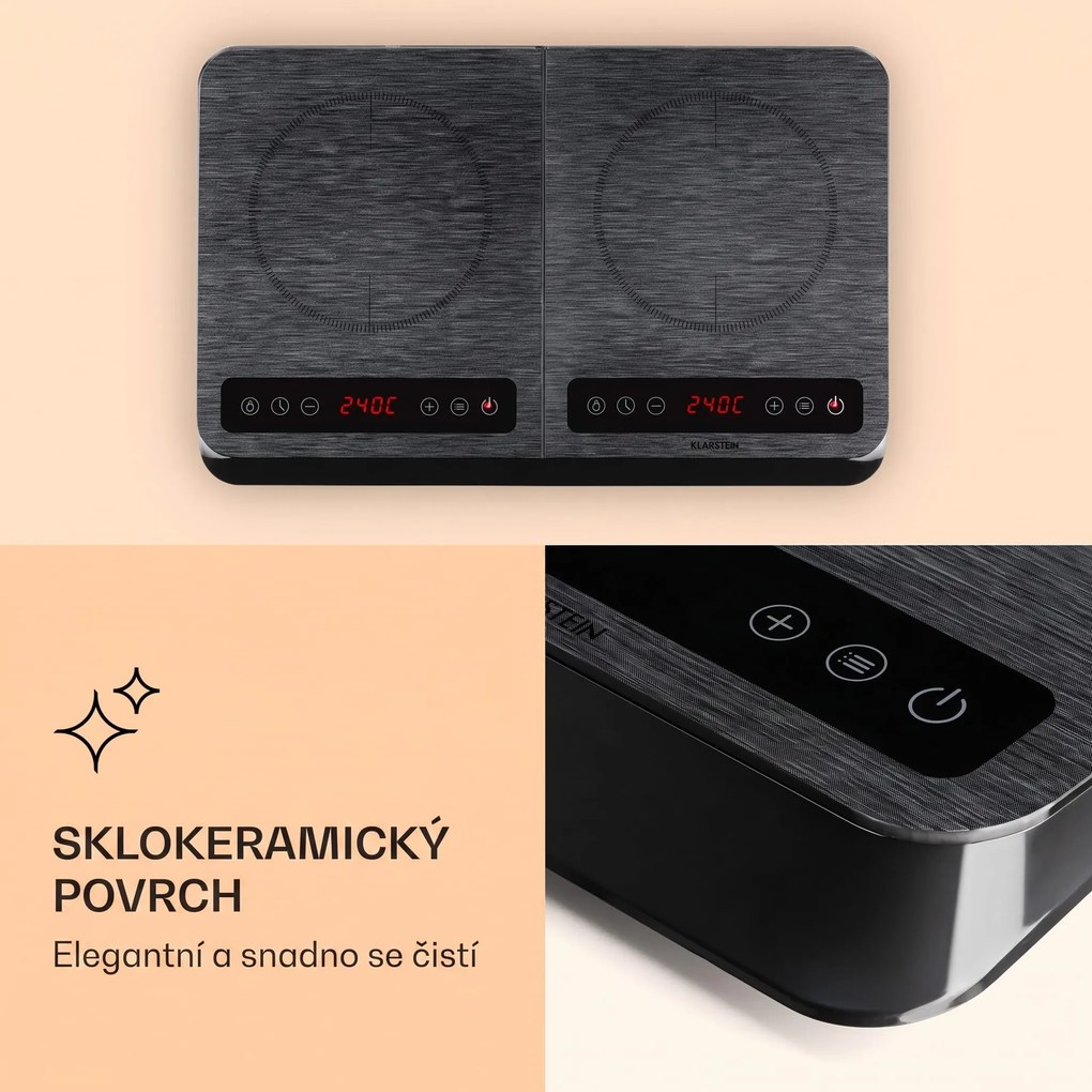 Klarstein InnoChef, indukční varná deska, 3400 W, dotykové ovládání, šedá melírovaná
