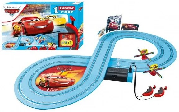 Autodráha Carrera First Auta/Cars 2,4m plast + 2 auta na baterie v krabici 50x30x8cm