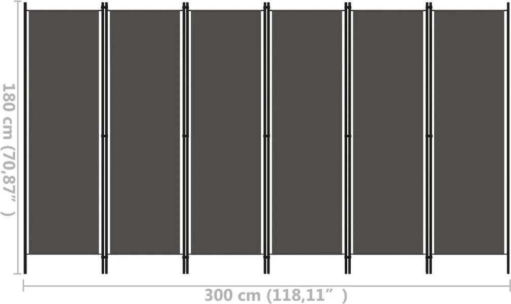 vidaXL 6dílný paraván 300 x 180 cm [320729] Barva: Bílá