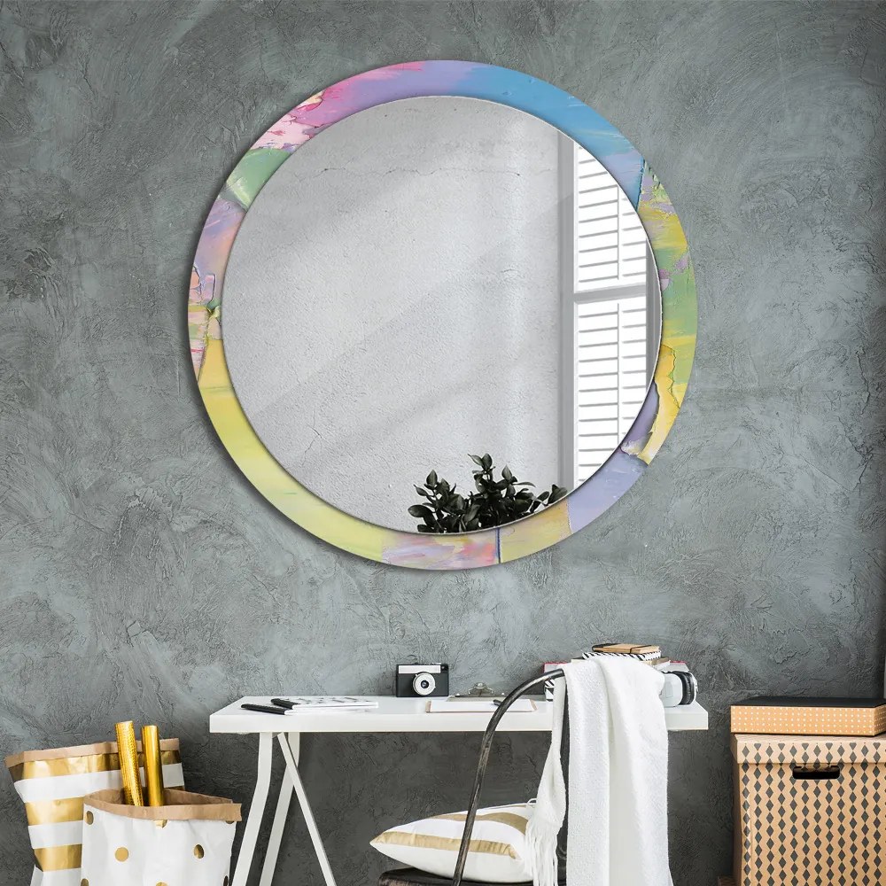 Kulaté dekorativní zrcadlo Textura oleje fi 100 cm