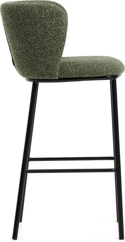 Tmavě zelená čalouněná barová židle (výška sedáku 75 cm) Ciselia – Kave Home