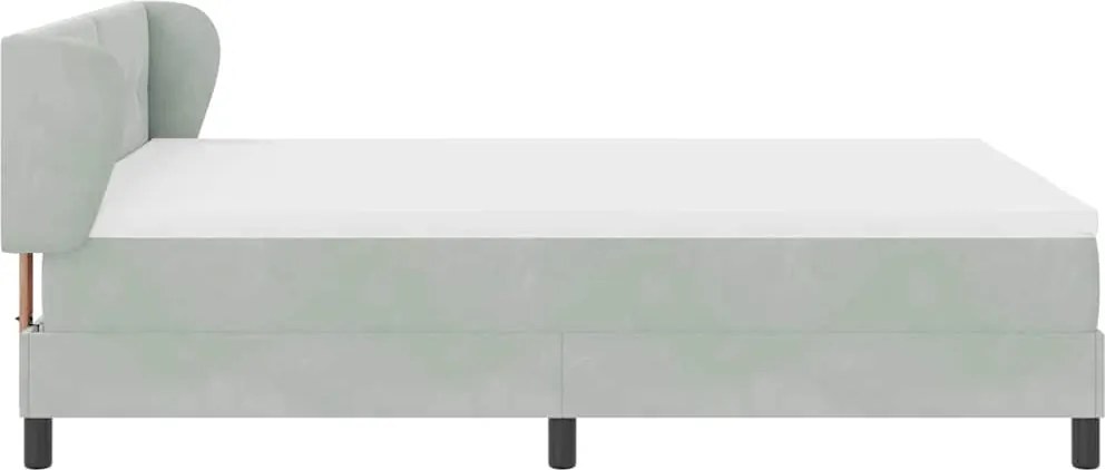 Postel s boxspringem s čelo Světle šedá 140 x 190 cm samet 3340382