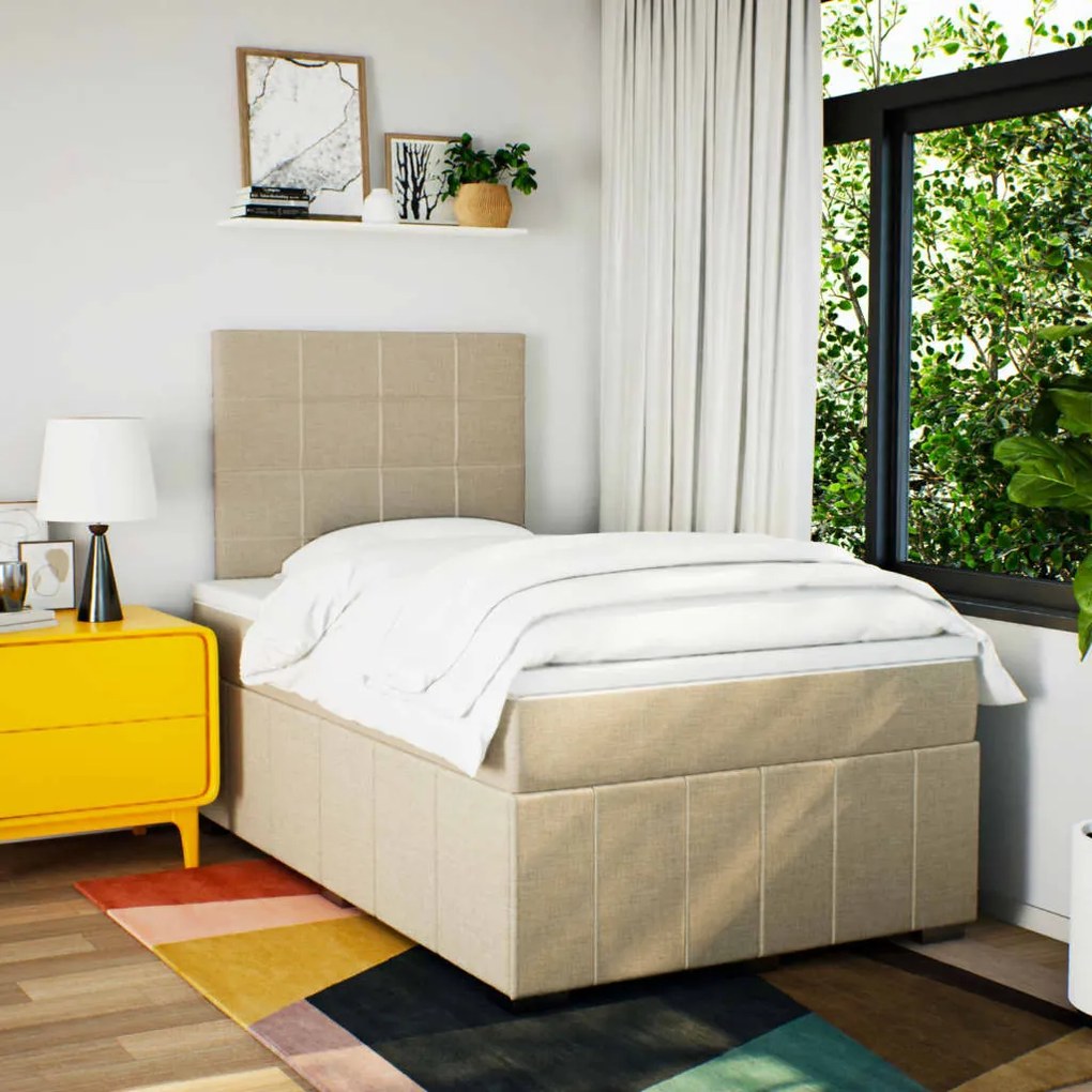 Box spring postel s matrací krémová 120x190 cm textil 3291612