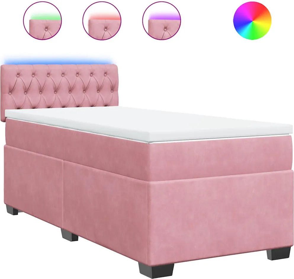 Box spring postel s matrací růžová 80 x 200 cm samet 3288473