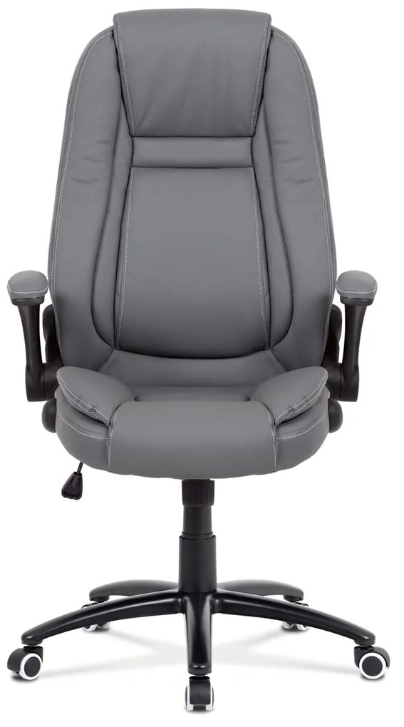 Kancelářská židle, potah šedá ekokůže, černý kovový kříž, houpací mechanismus