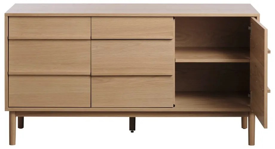 Nízká komoda v dekoru dubu v přírodní barvě 75x140 cm Ponza – Unique Furniture