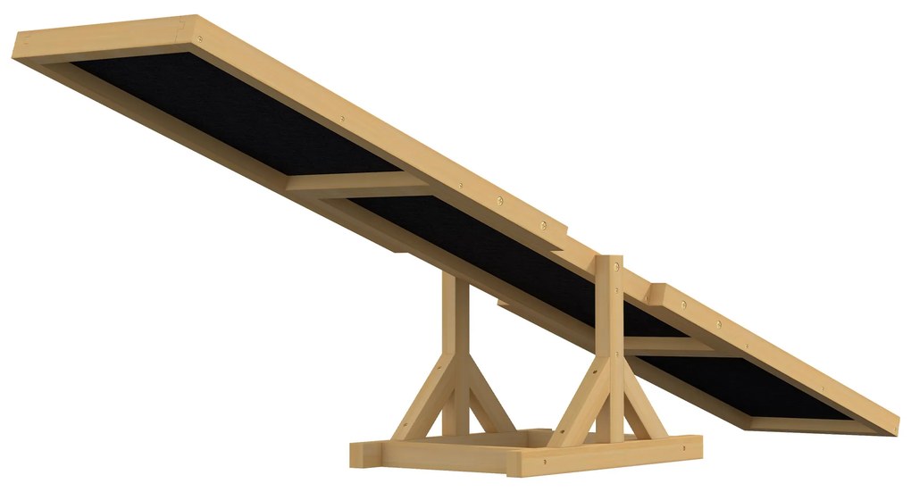 PawHut houpačka pro psy, dřevěná houpačka pro agility, protiskluzová rampa pro psy do 30 kg, pro rovnováhu, 180 x 30 cm Žlutá barva
