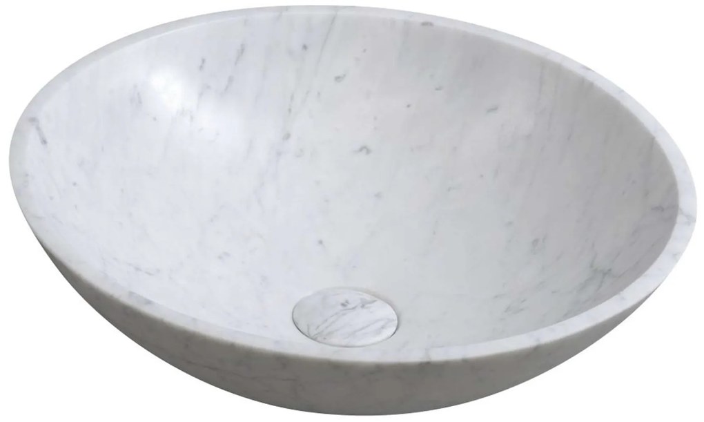 Sapho Blok - Umyvadlová mísa, průměr 42 cm, bez přepadu, carrara 2401-42
