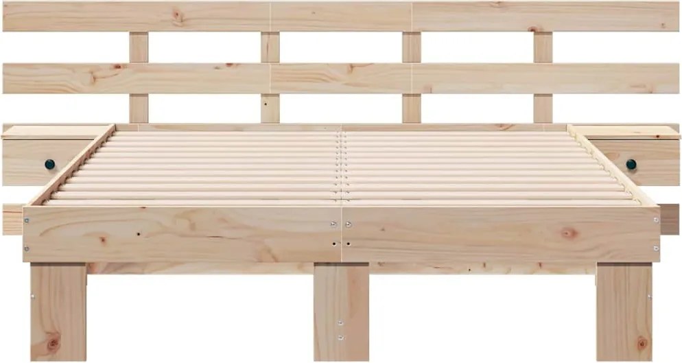 Rám postele s čelo Hnědá 135 x 190 cm Masivní borové dřevo 3385697