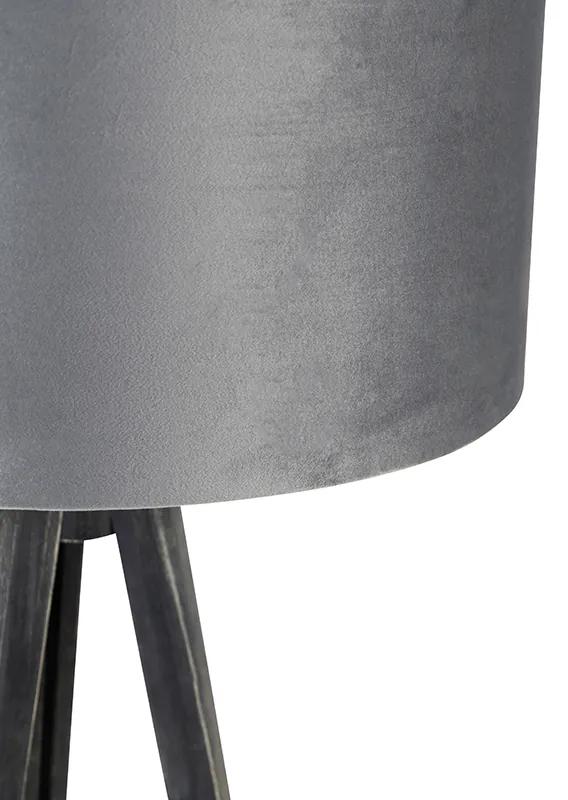 Stojací lampa stativ černý s šedým stínidlem 50 cm - Tripod Classic