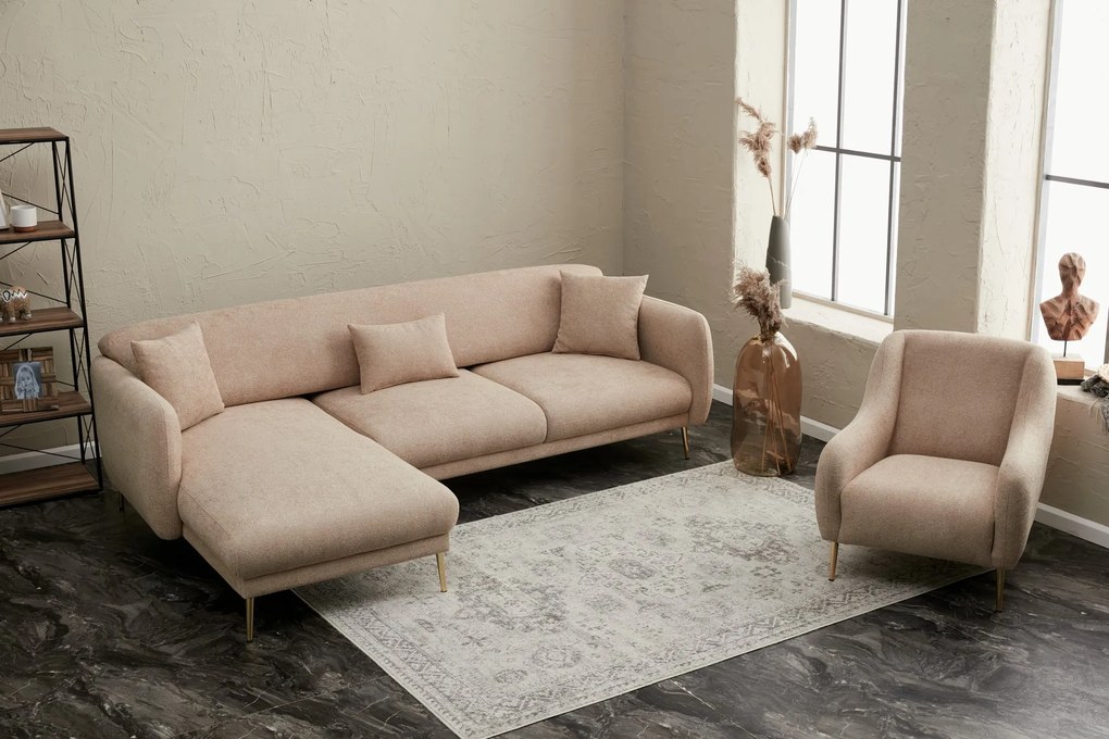 HANAH HOME Rohová pohovka SIMENA béžová levá 266 cm 825BLC2831