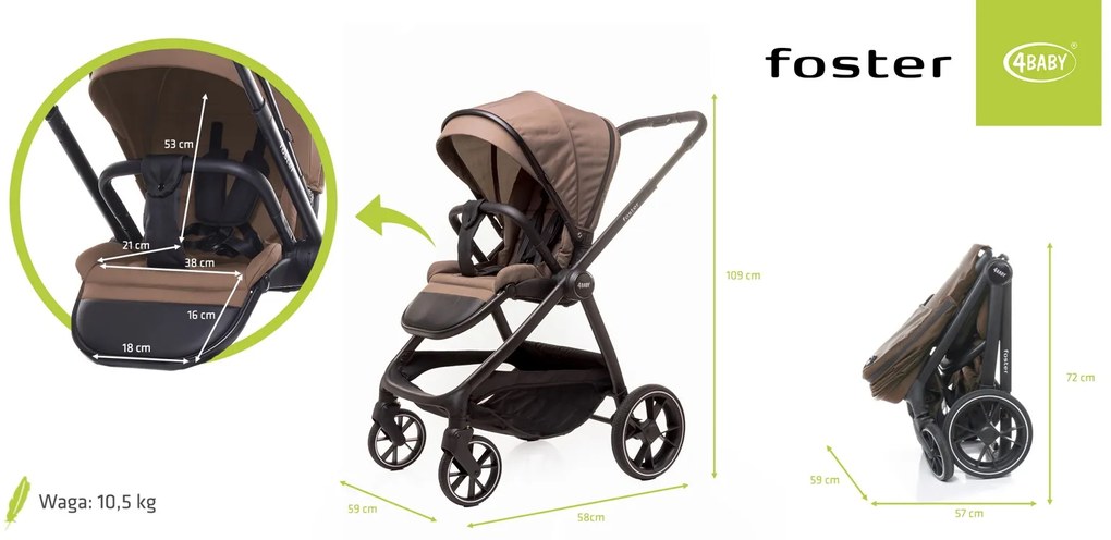 4Baby Kočárek FOSTER mokka
