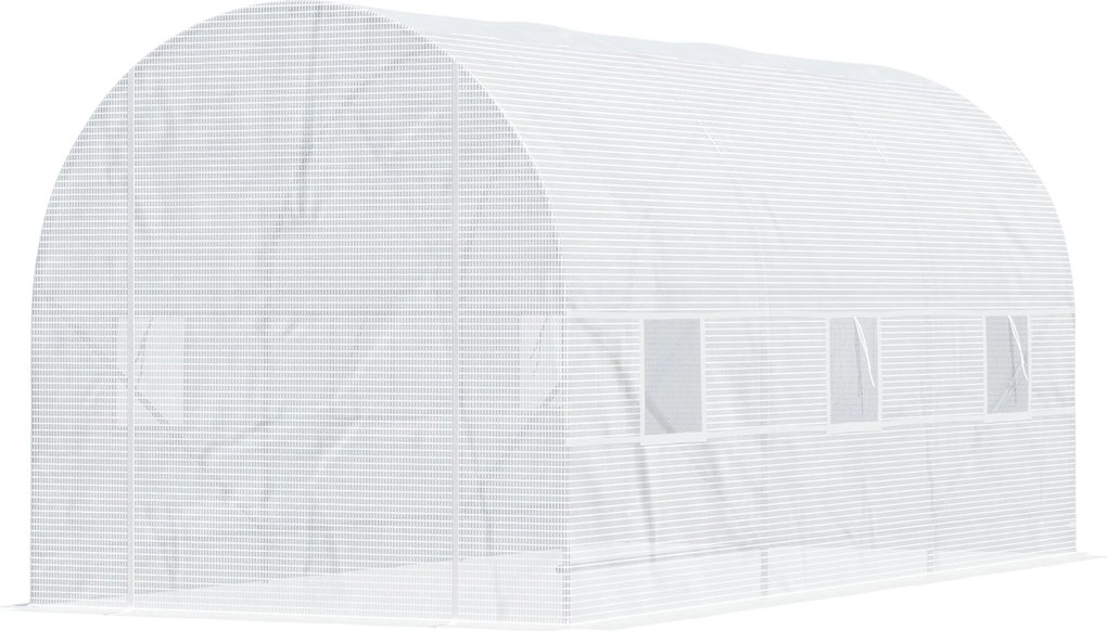 Zelený skleník Outsunny 445x200x200cm, fóliový skleník na rajčata s dveřmi, oknem, fóliovým tunelem vyrobený z pozinkované oceli, rostlinný tunel, sk…