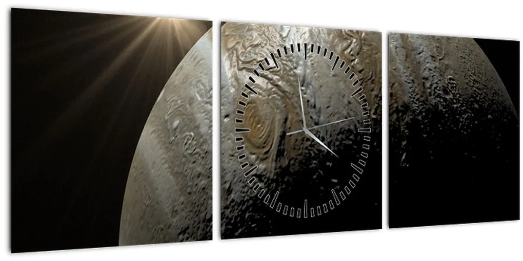 Obraz planety ve vesmíru (s hodinami) (90x30 cm)
