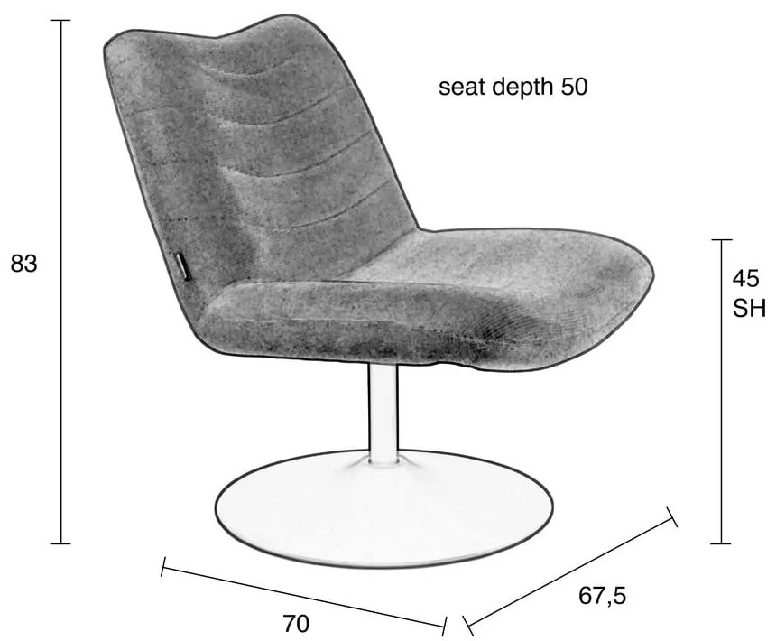 Okrově žluté sametové křeslo Bubba – Zuiver