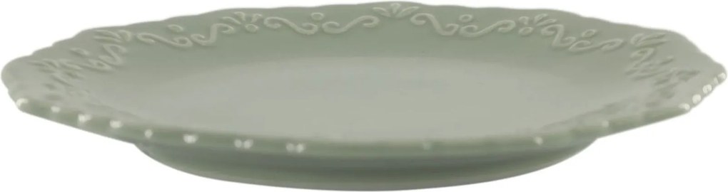 Zelený porcelánový dezertní talíř s krajkou Provence lace verte - Ø 19 cm