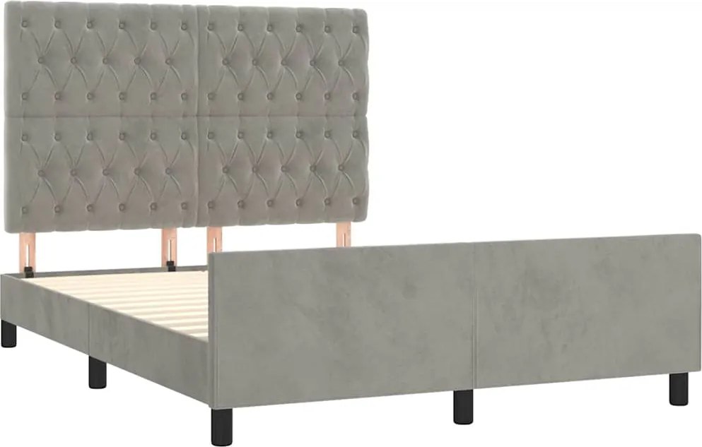 Rám postele bez matrace světle šedý 140 x 200 cm samet 3125940