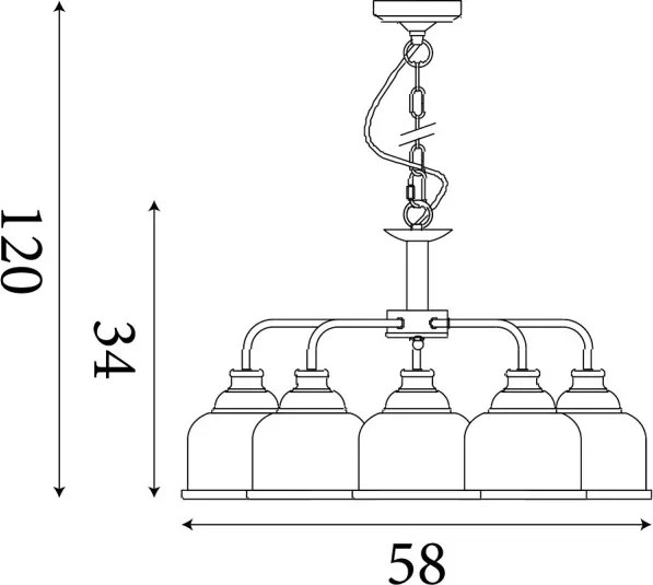 Searchlight 1685-5BK Závěsný lustr BISTRO černý mat, pětiramenný